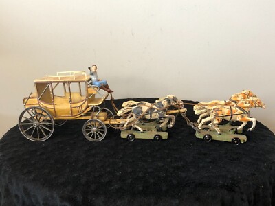 Elastolin Wild West Stagecoach with 4 Horses 1 Figure Germany Pre WWII ...