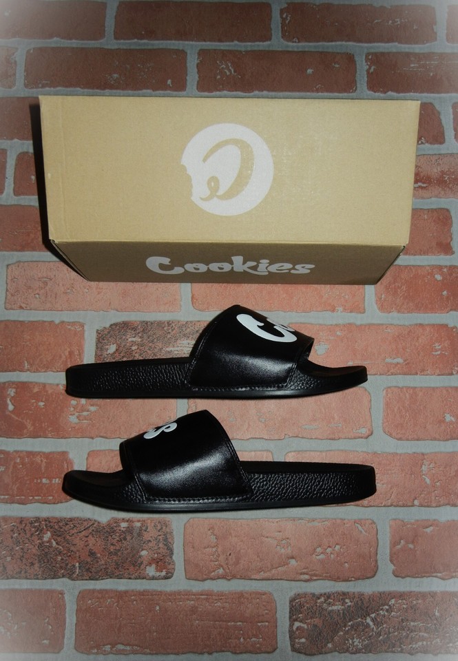 COOKIES Slides SLIPPERS Black White Cream Logo $OLD out HEAT Cookie$ SF ...