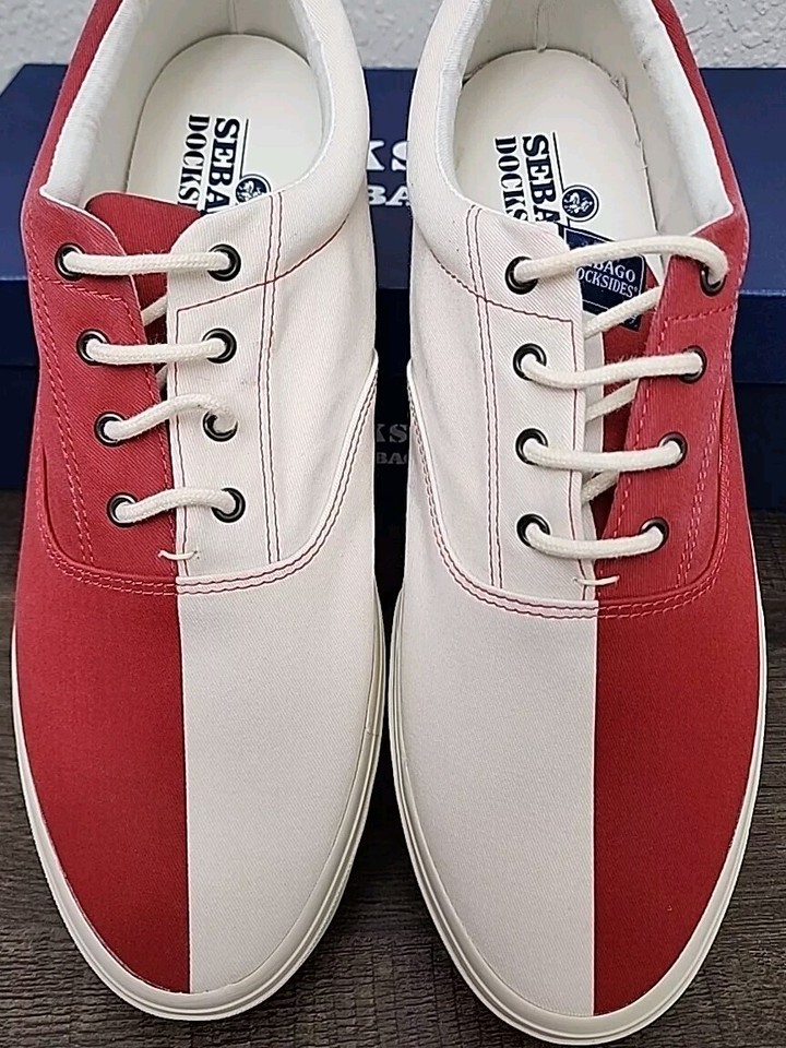 SEBAGO DOCKSIDES (John Flags Canvas Men Shoes) RED-OFFWHITE. | eBay
