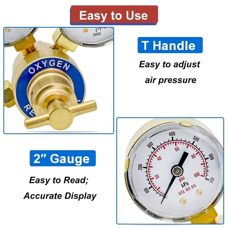 Solid Brass OXYGEN & ACETYLENE Regulators 4 Welding Fit Victor Gas ...