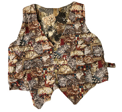 Handmade Vintage Reversible Cat Kitty Theme Vest Top Clothing Size ...