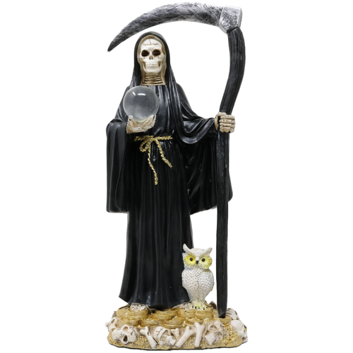 Santa Muerte 13" Inch, Black, Holy Death Grim Reaper Statue / Cristal ...