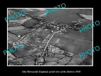 OLD POSTCARD SIZE PHOTO IRBY MERSEYSIDE ENGLAND DISTRICT AERIAL VIEW ...