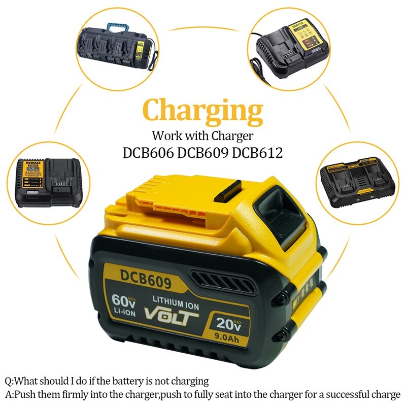 1/2/4x 9.0Ah for DeWalt FLEXVOLT 20V/60V MAX Battery Lithium-ion DCB609 ...