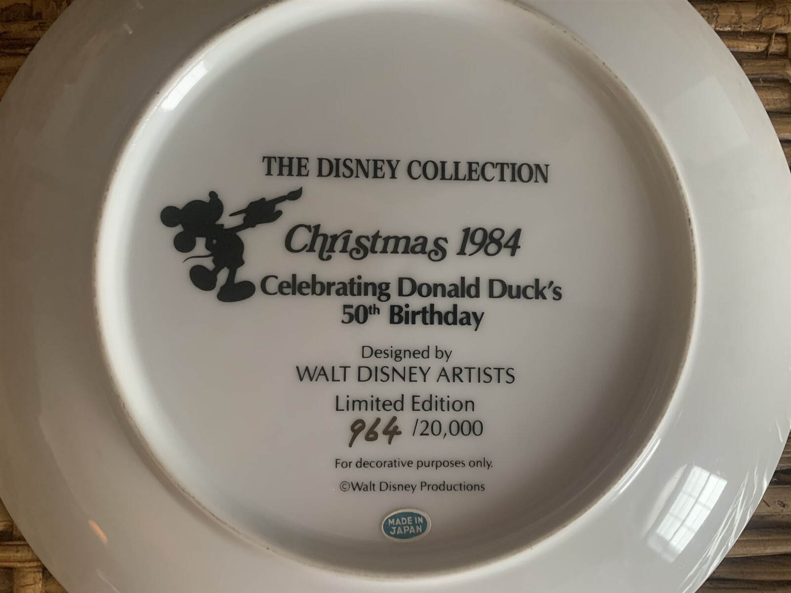 Christmas 1984 Disney Plate, Donald Duck & Family, ADORABLE, Numbered ...