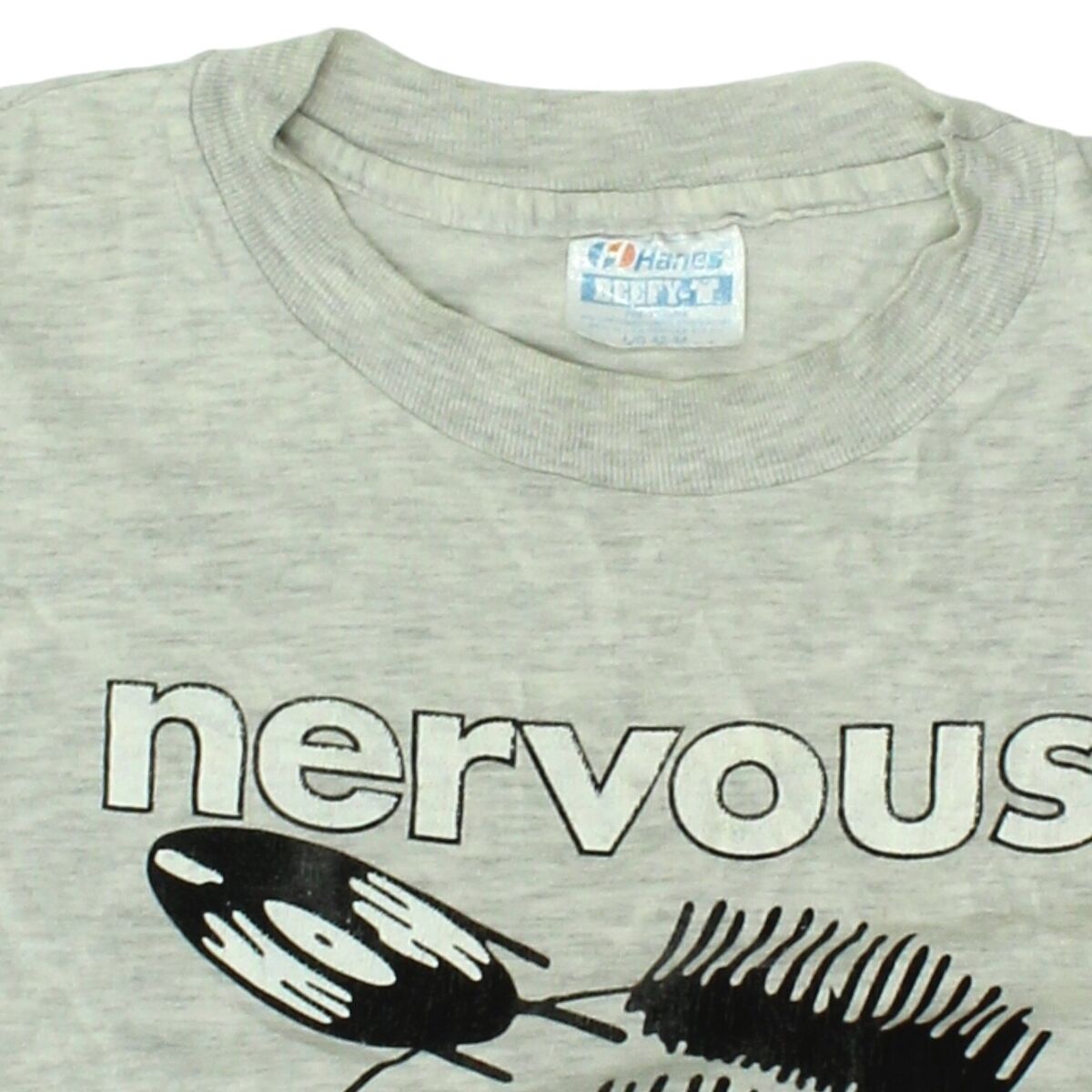 Nervous Records New York Mens Grey Tshirt | Vintage 90s Nervous Records New York Mens Grey Tshirt | Vintage 90s