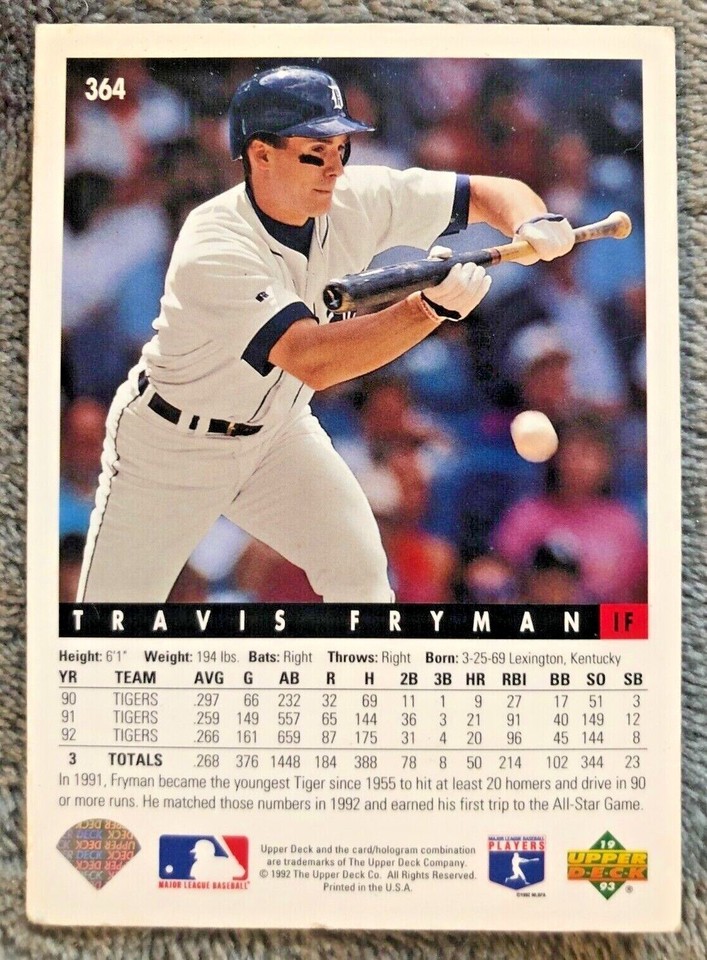 Upper Deck #364 Travis Fryman Baseball Card 1992 | eBay