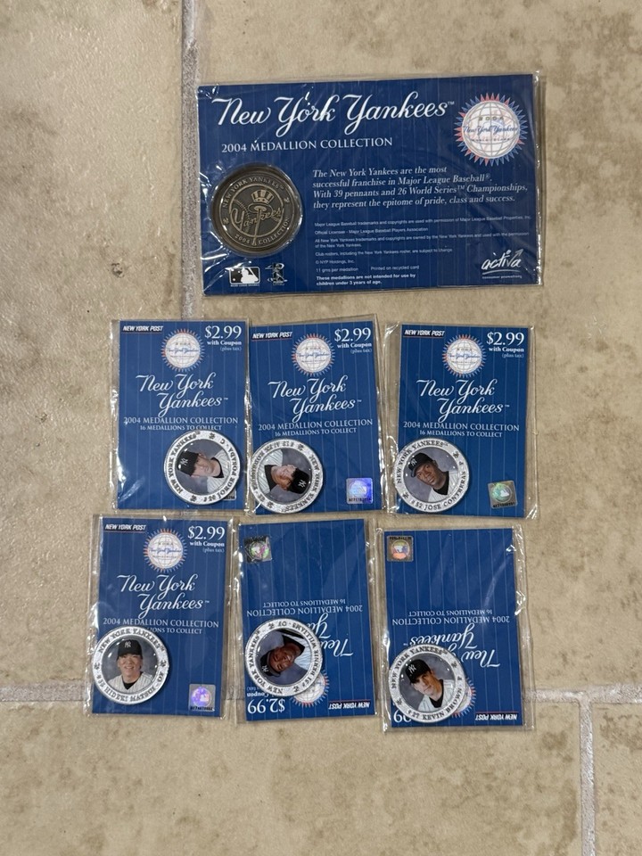 2004 NEW YORK YANKEES MEDALLION COLLECTION PARTIAL SET OF 7 STILL ...