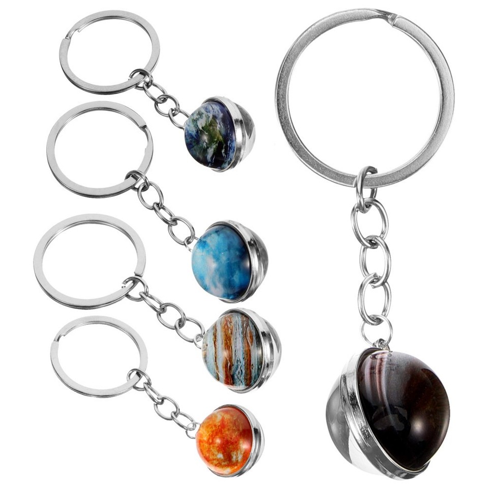 7 PCS Space Keyring Keychains for Girls Aesthetic Star Moon Glitters ...
