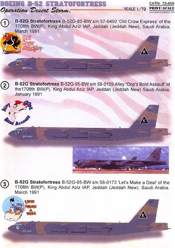 Print Scale Decals 1/72 BOEING B-52 STRATOFORTRESS Operation Desert ...