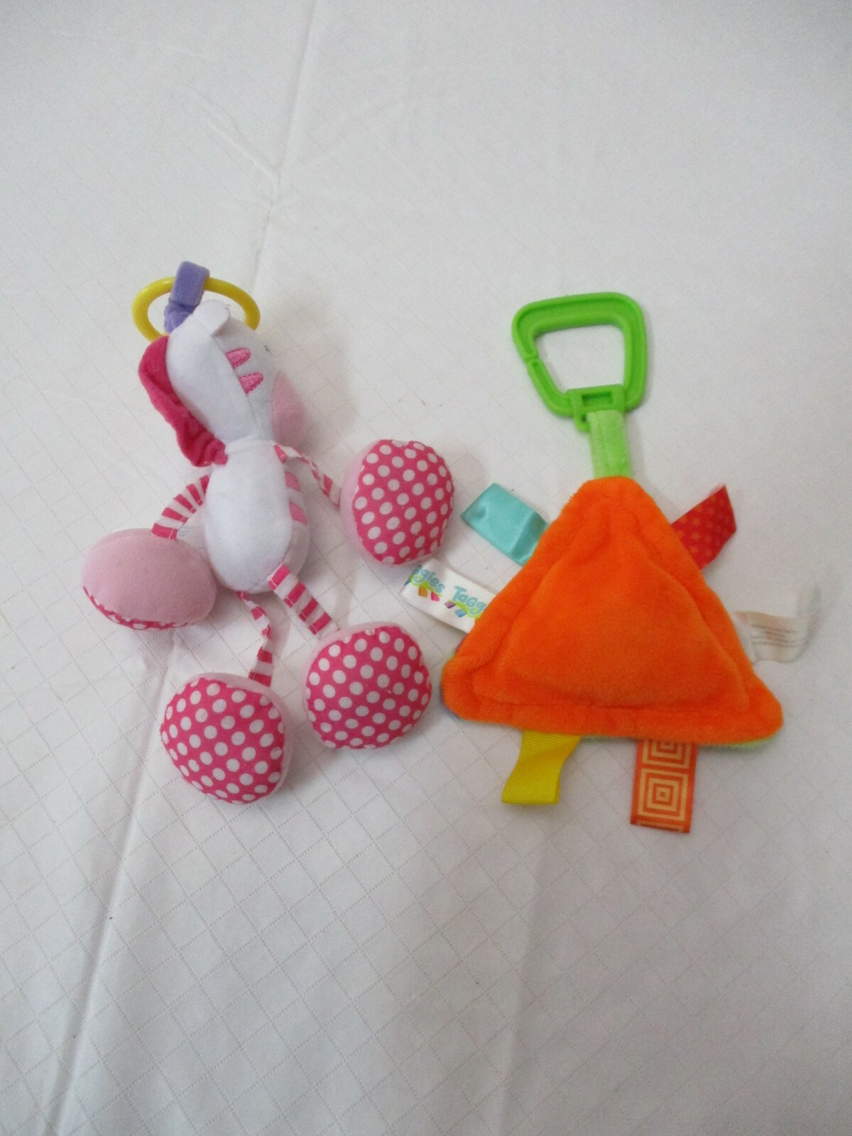 Infant Toy Lot of 2 Rattle Car Seat Toy Triangle Taggie Garanimal ...