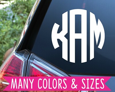 Custom Name Initial Monogram Circle Car Truck Van Planner Vinyl Decal ...