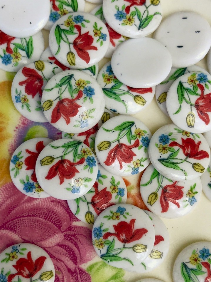 Vintage 10mm Cabochons,Red Rose Cabochons,Limoges Cabochons,Japan Round ...