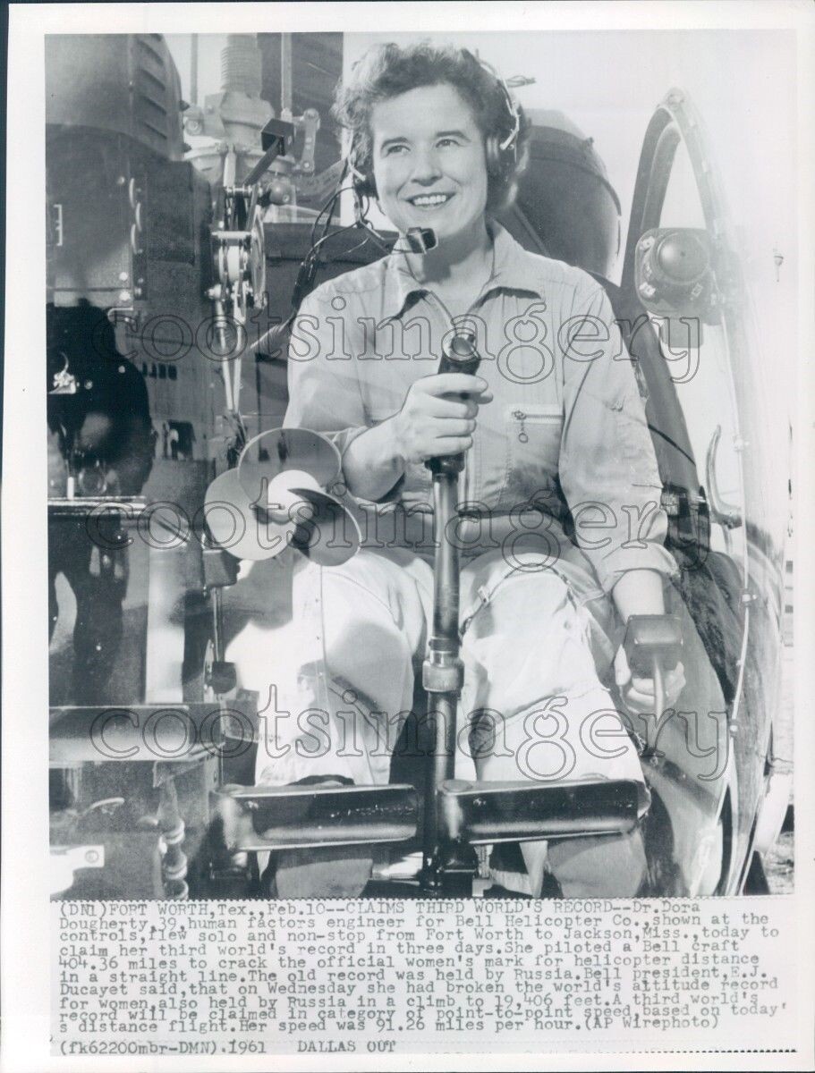1961 Press Photo Dora Dougherty Pilots Bell Helicopter 1960s | eBay
