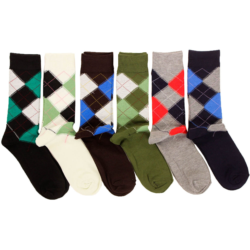 6 12 Pairs Mens Argyle Dress Socks Fashion Designer Sock Lot #3Focus3 9 ...