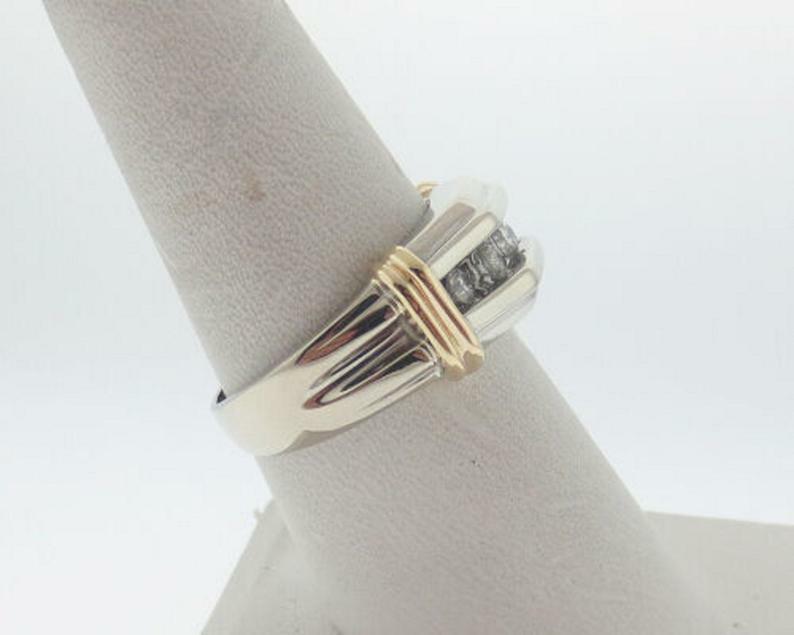 2Ct Round Lab Created Diamond Men's Wedding Band Ring 14K Two Tone Gold ...