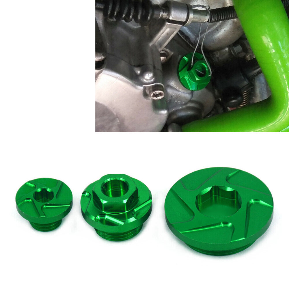 CNC Engine Timing Oil Filter Plugs For Kawasaki KX250F KLX450R Green US ...