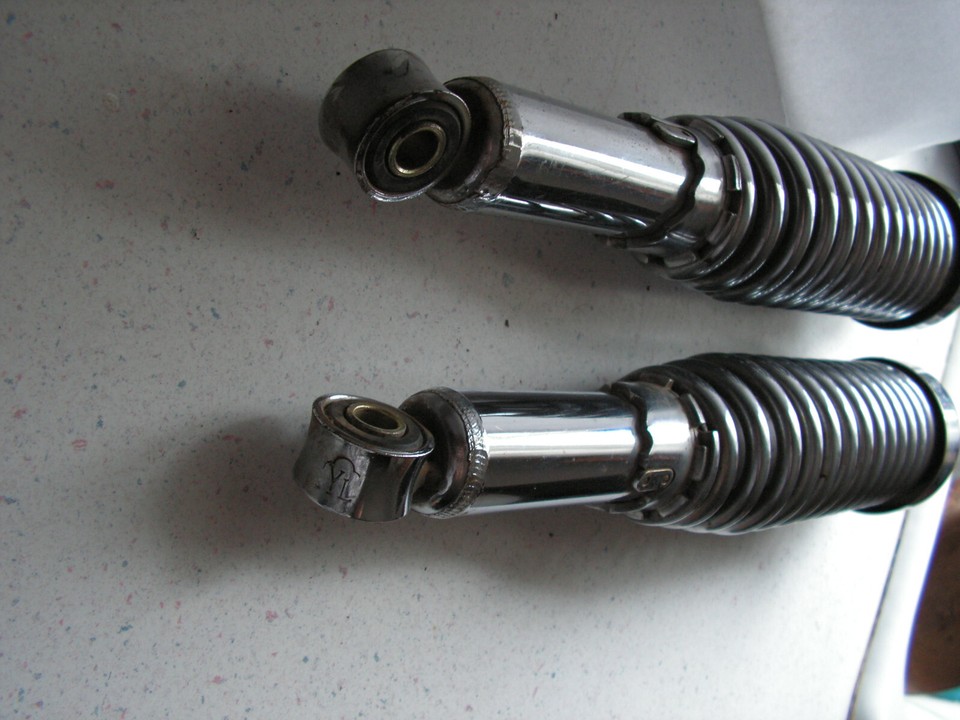 VINTAGE CHROME MOTORCYCLE REAR SHOCKS 13.25 EYE TO EYE | eBay