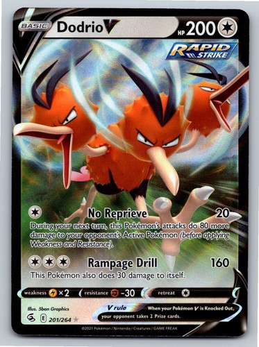 Dodrio V 201/264 Ultra Rare Fusion Strike Pokemon Card - NM Near Mint ...