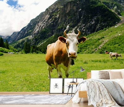 3D Hillside Cows O32705 Animal Wallpaper Wall Murals Removable ...