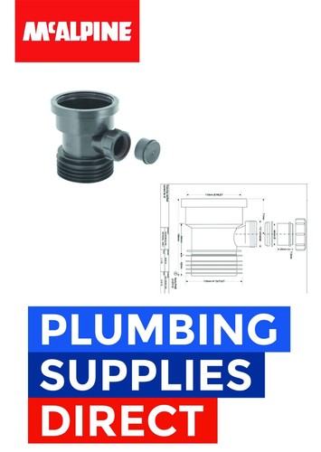 McALPINE DRAIN PVC 4" SOIL WASTE PIPE JOINT 11/2" SOCKET ADAPTOR BLACK ...