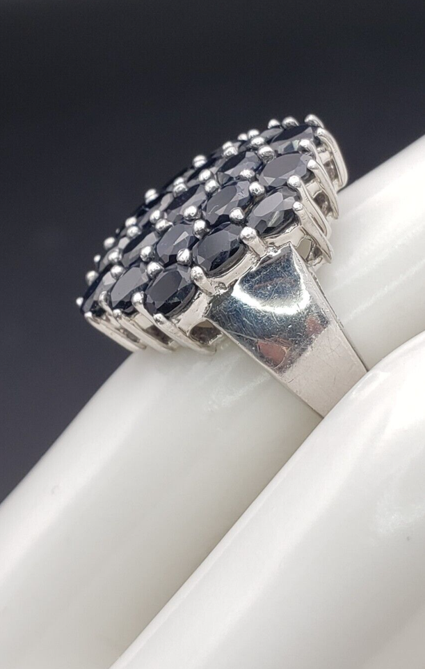JC Designer Vintage Dark Blue Spinel Cluster Sterling Silver 925 Ring ...