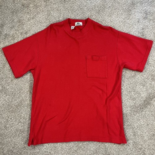 VTG Lacoste Red Knit Rugby Style Shirt Mens L USA Made 100% Cotton ...