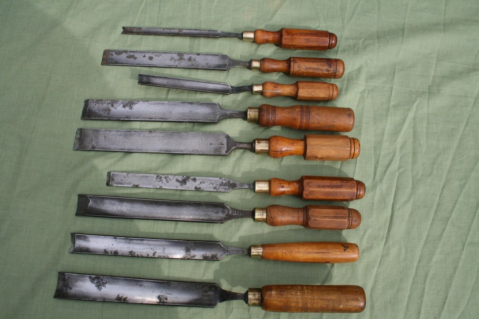 VINTAGE WOOD TURNING CHISEL SET 9 PCS – MARPLES SORBY ETC SHEFFIELD ...