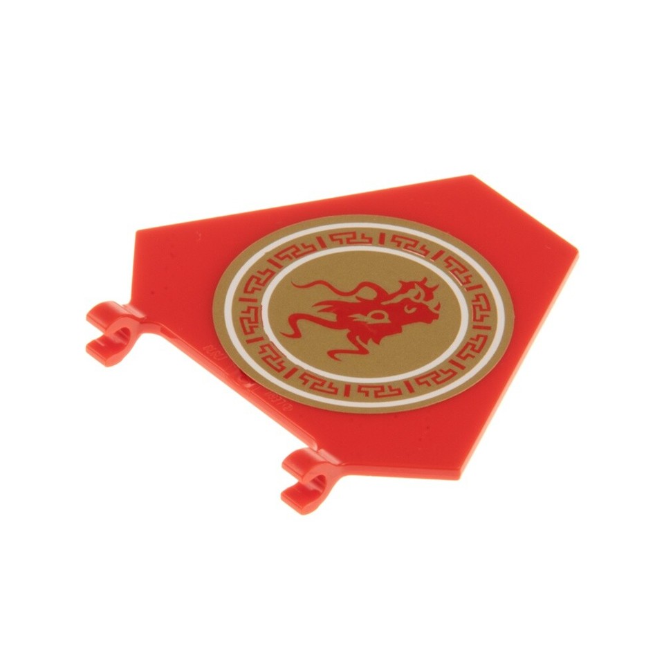 1x Lego Fahne 5x6 rot 2 Clips Sticker Drache Kopf gold Set 70728 ...