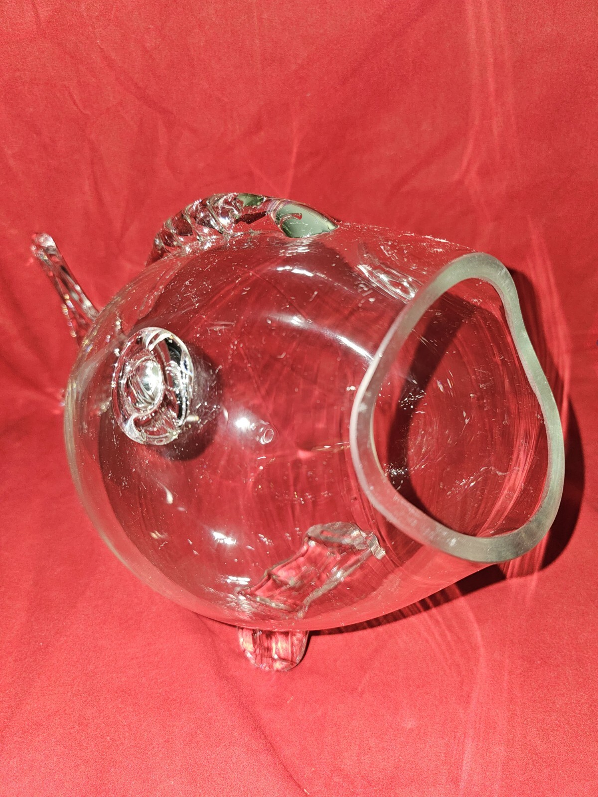 Vintage Clear Glass Fish Shaped Bowl Jar Large Heavy Vase Terrarium EUC ...