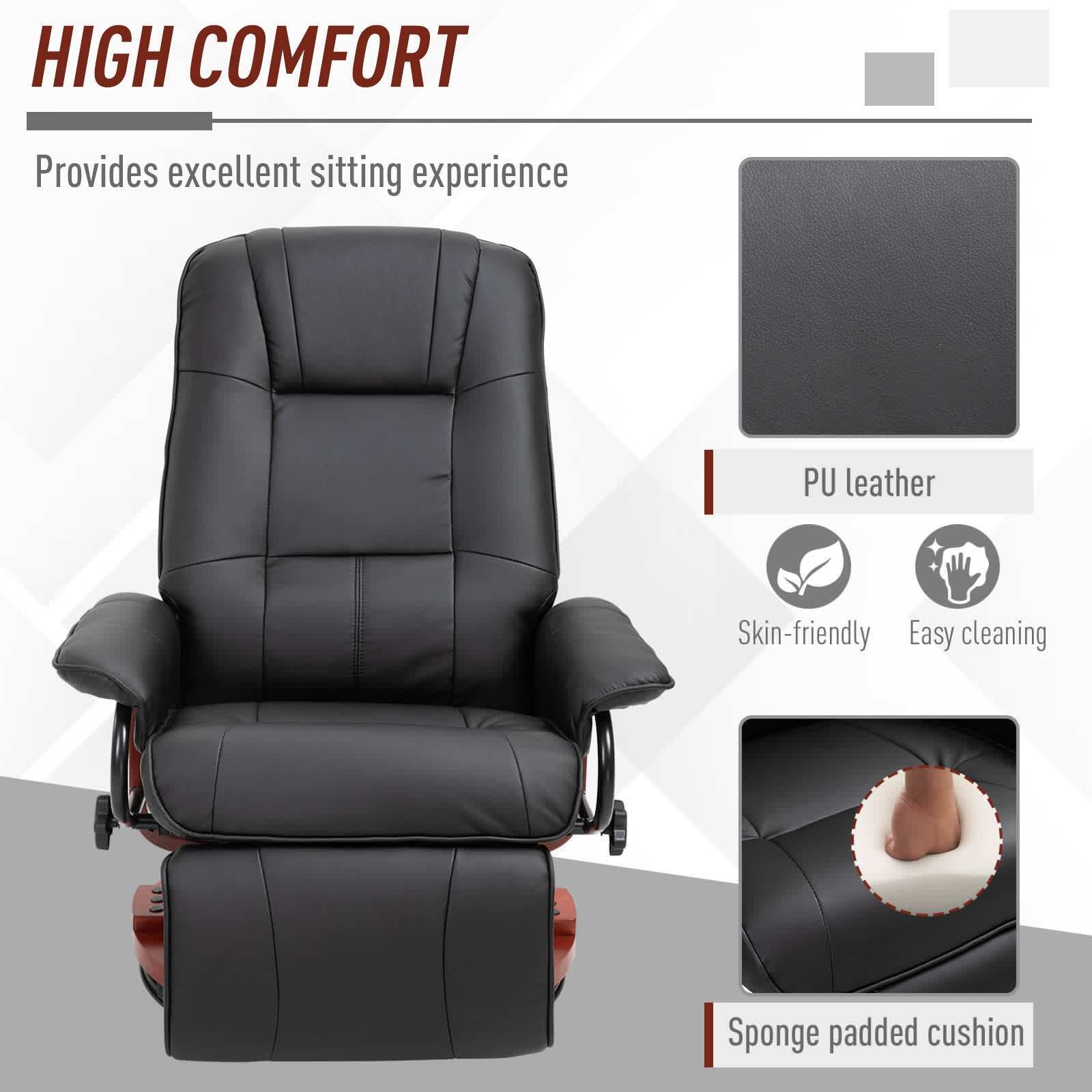 Adjustable Manual Swivel Base Recliner Chair with Extending Footrest in ...