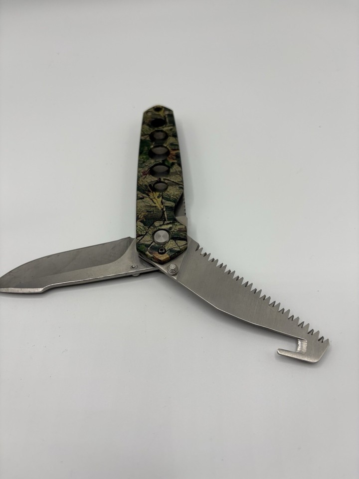 Buck Knife 183 Alpha Crosslock & Case Camo Handles Spear Point And Saw ...