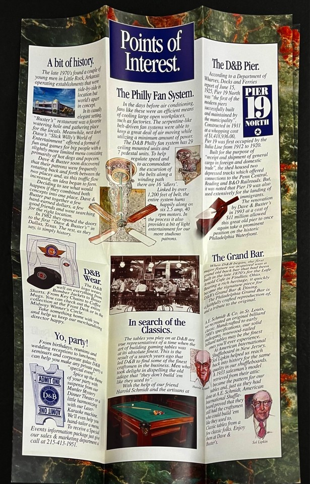 1990s Pier 19 North Philadelphia PA Dave & Busters Map Vintage Travel ...