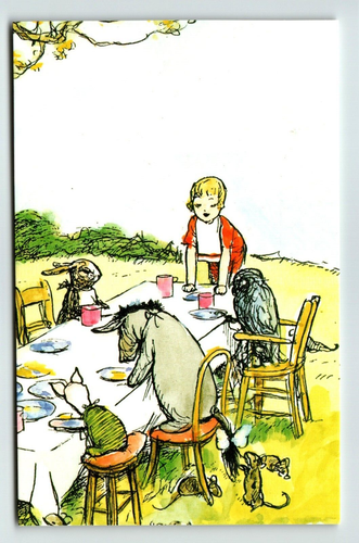Postcard Winnie the Pooh Christopher Robin Rabbit Owl Eeyore Piglet ...