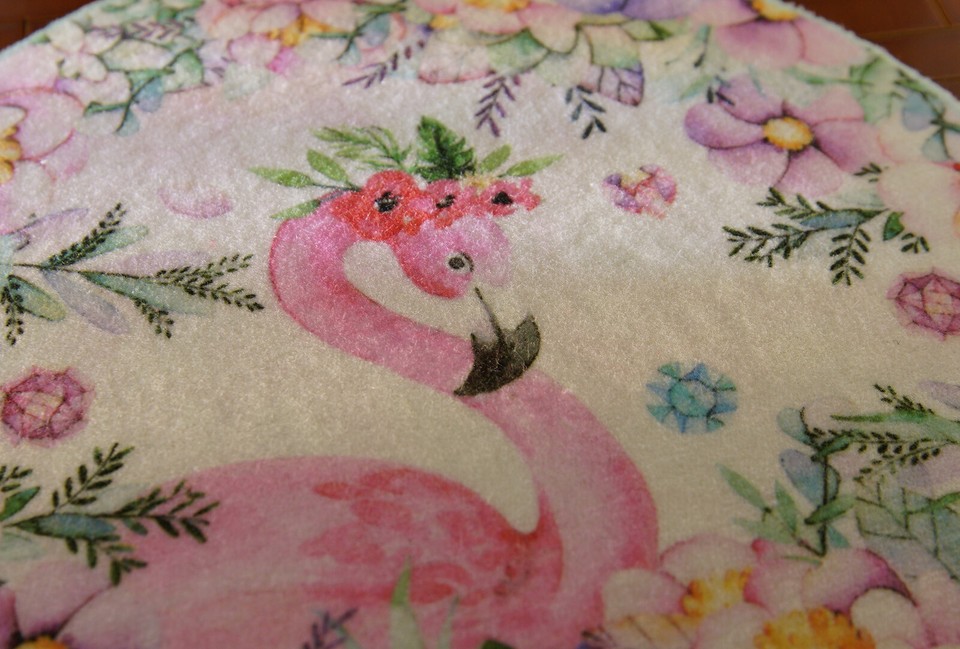 Wonderful Flamingo in Floral Dollhouse Beige 1/12 Scale ROUND Miniature ...