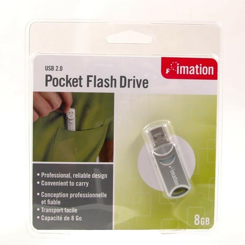 Brand New Imation Pocket Flash Drive, USB 2.0, 8GB, Ultra small smart ...