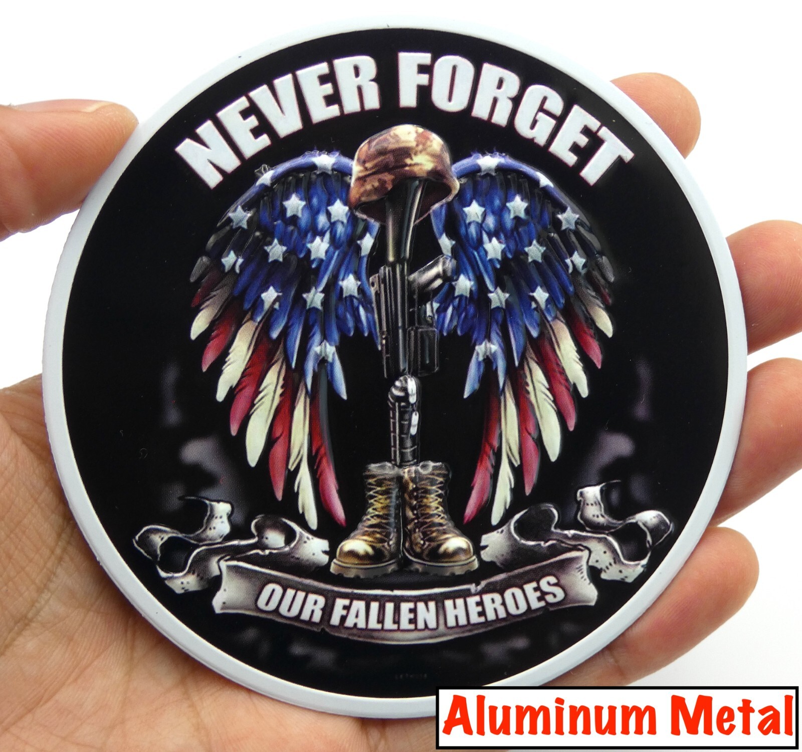 ALUMINUM VETERAN Fallen Heroes Stickers Military Decals Car Emblem 3.5 ...