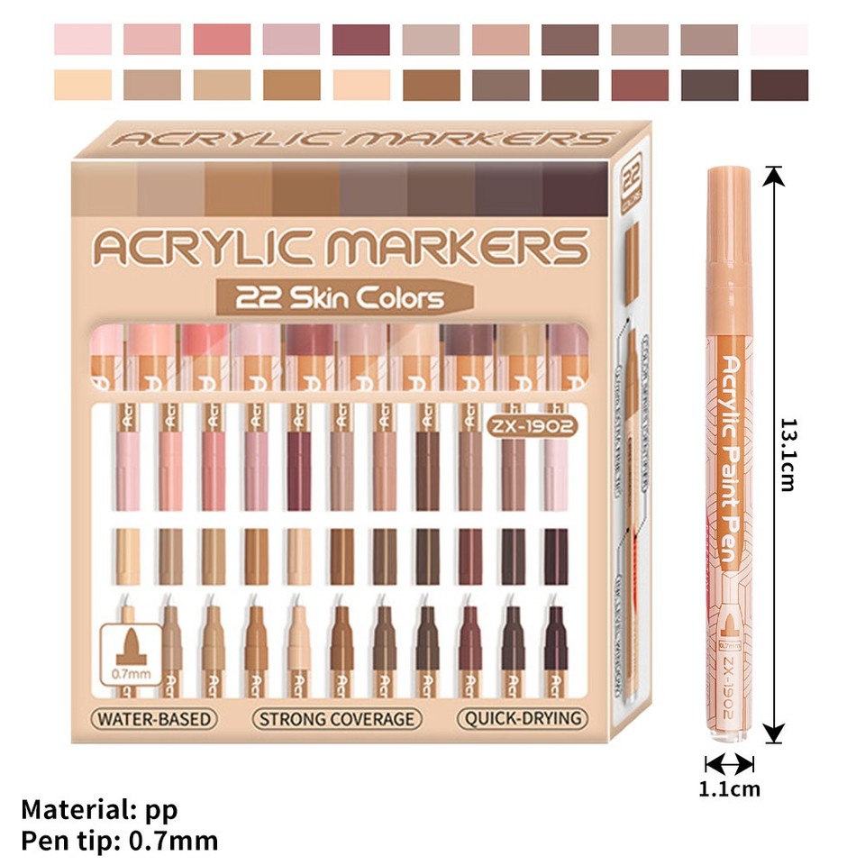 Acrylic Paint Pens 22 Colors Gray Tones/Skin tones Assorted Pro Color ...