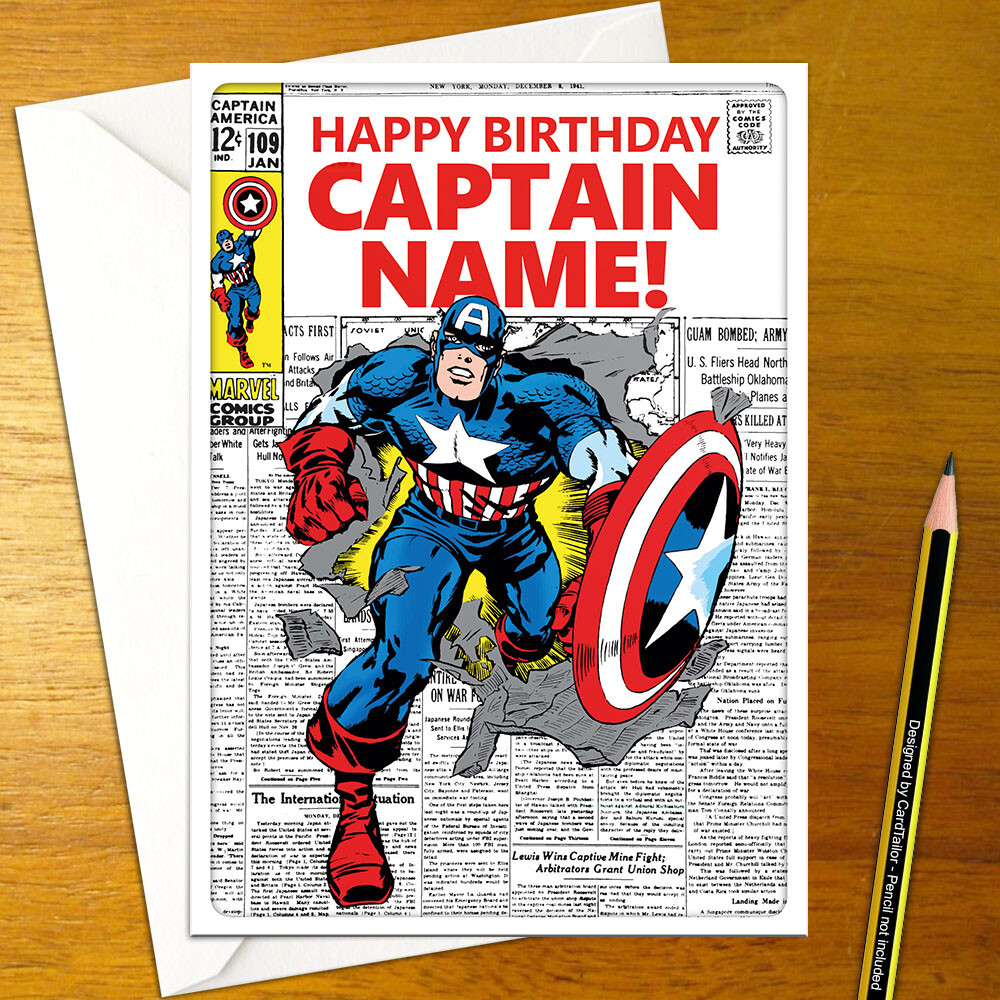 Captain America Birthday Card The Rubber Buggy: Captain America