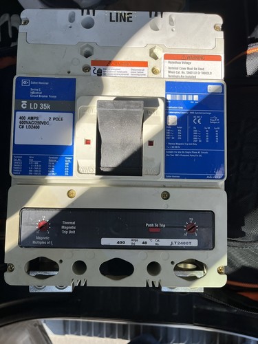 (NEW OPEN BOX) Cutler Hammer LD35k 400amp 600V 2 Pole Breaker with Trip ...