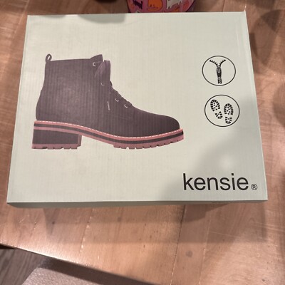 Kensie Womens Kasha Combat Ankle Boots Black / Size 8 | eBay
