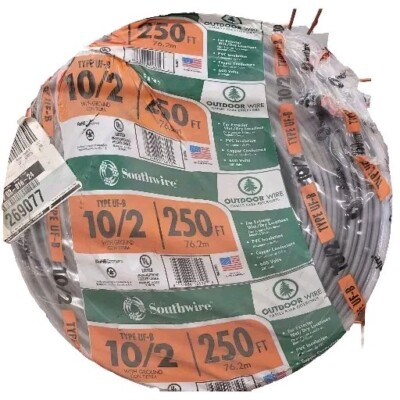 Southwire Outdoor Electrical Wire 250' 10/2 Gray Solid Grounded Copper ...