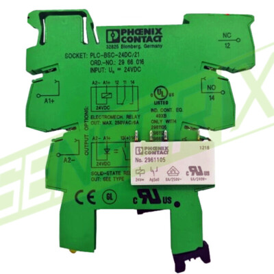 1PC Phoenix NO.2961105 24VDC Relay with NO.2966016 PLC-BSC-24DC/21 ...
