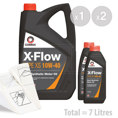 Car Engine Oil Service Kit / Pack 7 LITRES Comma X-Flow Type XS 10W-40 ...