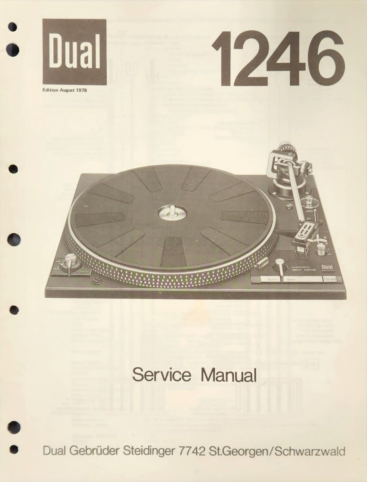 Dual - Model 1246 Service Manual - Original | eBay