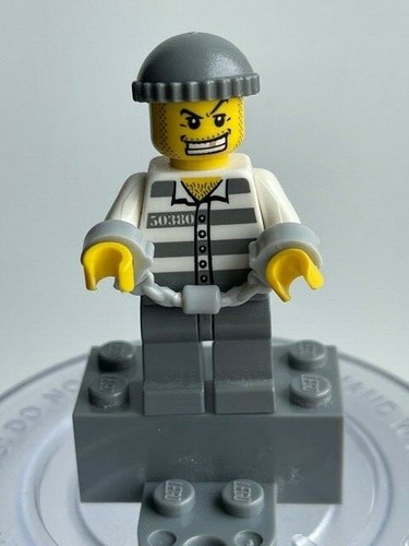 LEGO Minifigure Jail Prisoner with Prison Stripes Cap Handcuffs | eBay