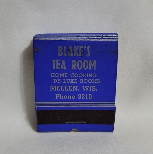 Vintage Blake's Tea Room Restaurant Matchbook Mellen Wisconsin ...