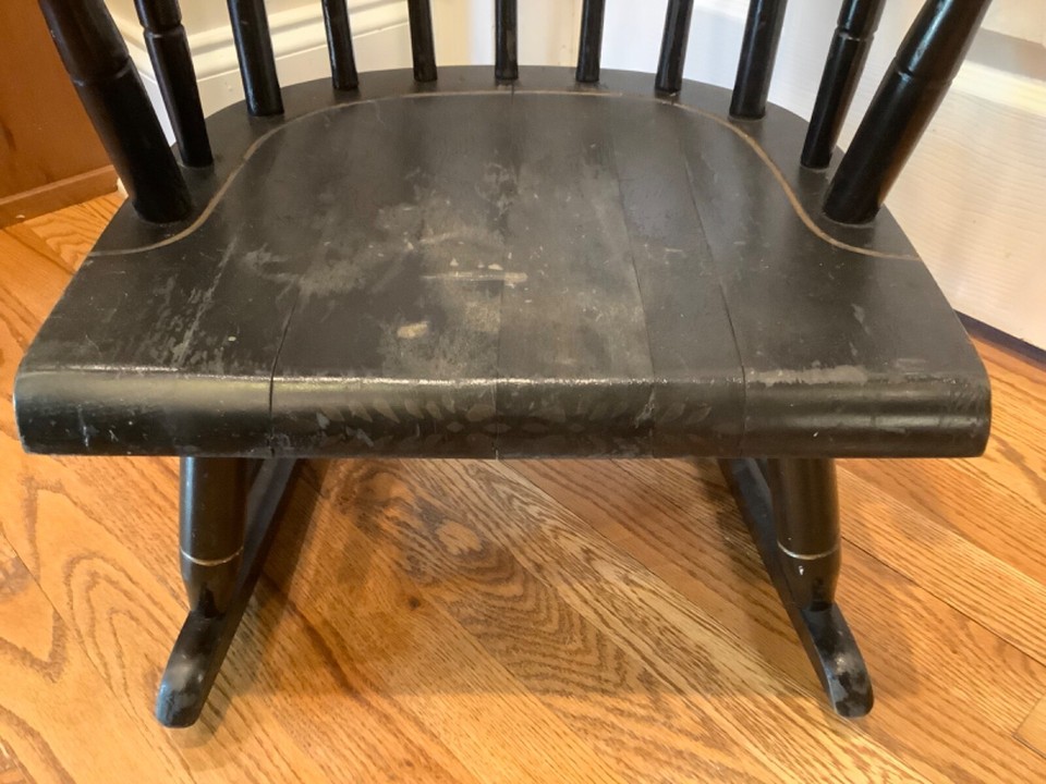 Vintage Nichols and Stone Child's Boston Rocker Steciled Black Chair ...