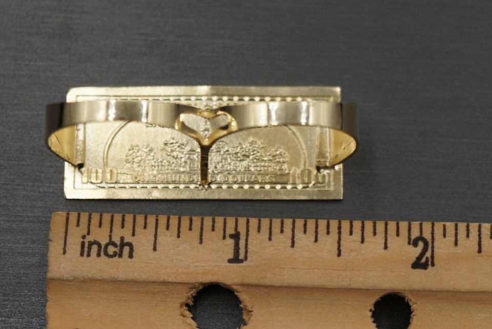 10K Solid Yellow Gold Hundred Dollar Diamond Cut Two Finger Ring. Size ...