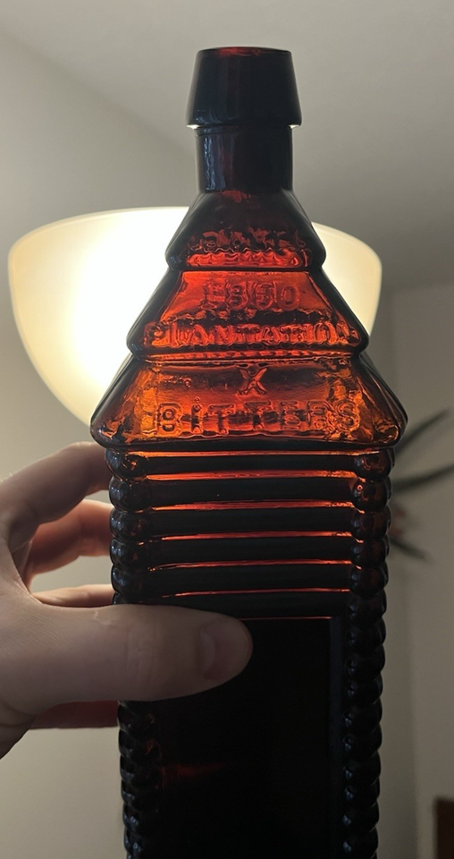 Deep Dark Amber Drakes Plantation Bitters Bottle 6 Log 1860s Antique ...